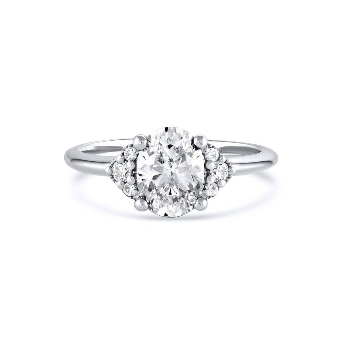 Josephine Oval Diamond Engagement Ring | Lab-grown or Moissanite, White ...