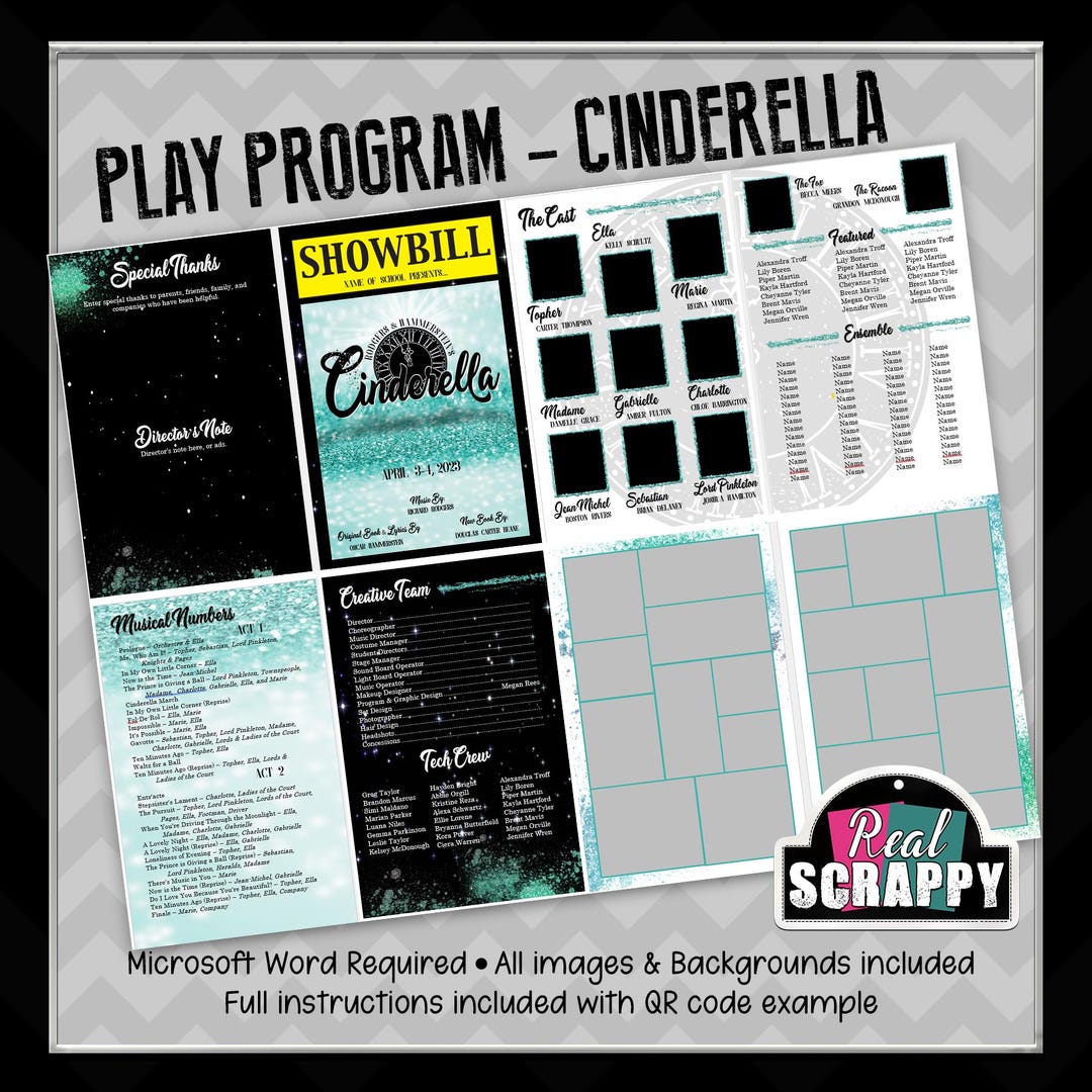 School Play Program Templates, Microsoft Word - Cinderella - Etsy