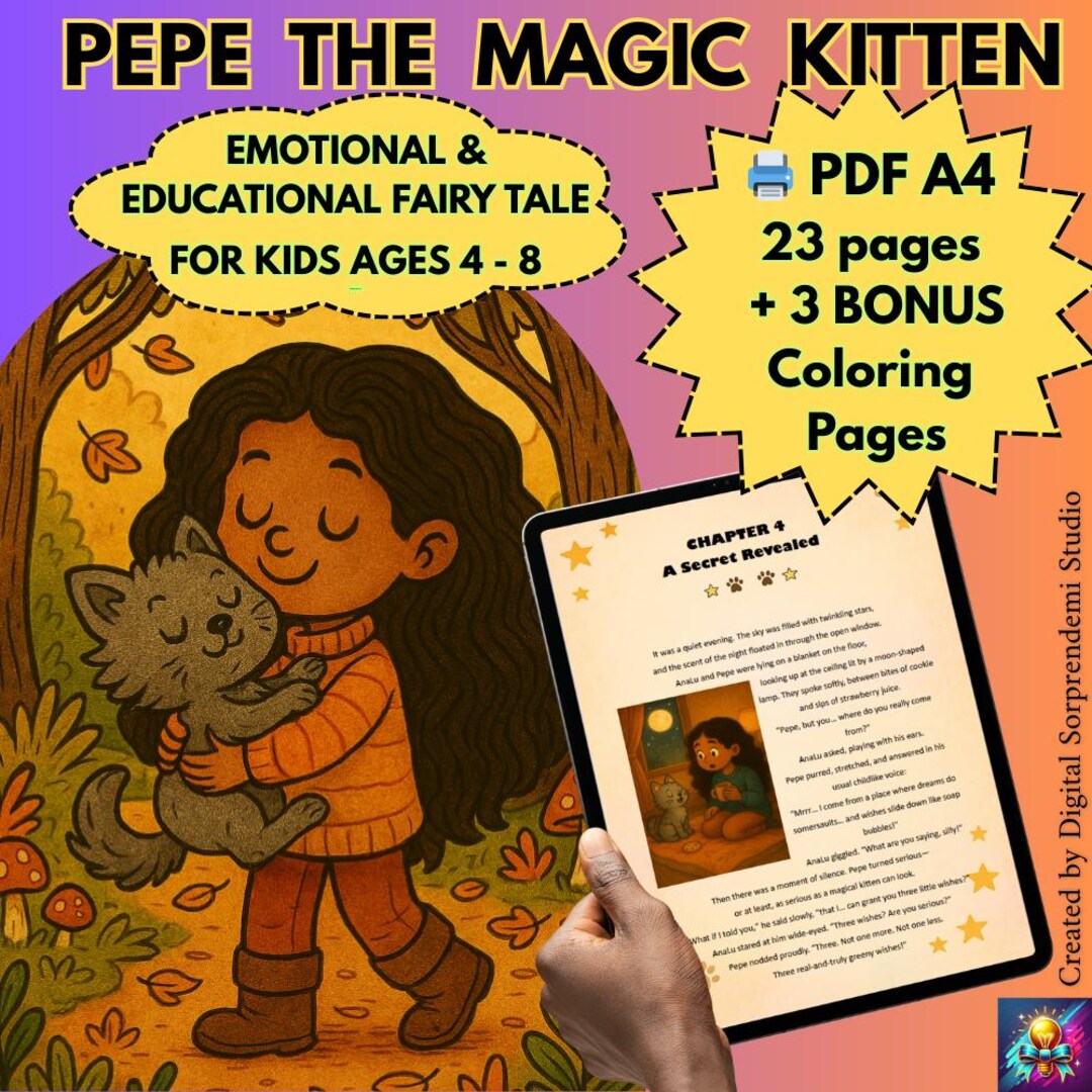 Pepe the Magical Kitten | Fairy Tale for Kids PDF | 3 Bonus Coloring ...