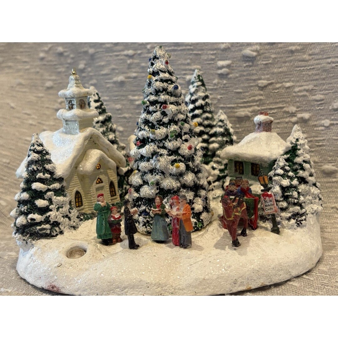 Thomas Kinkade St Nicholas Circle Vintage 1993 Lighted Village Music ...