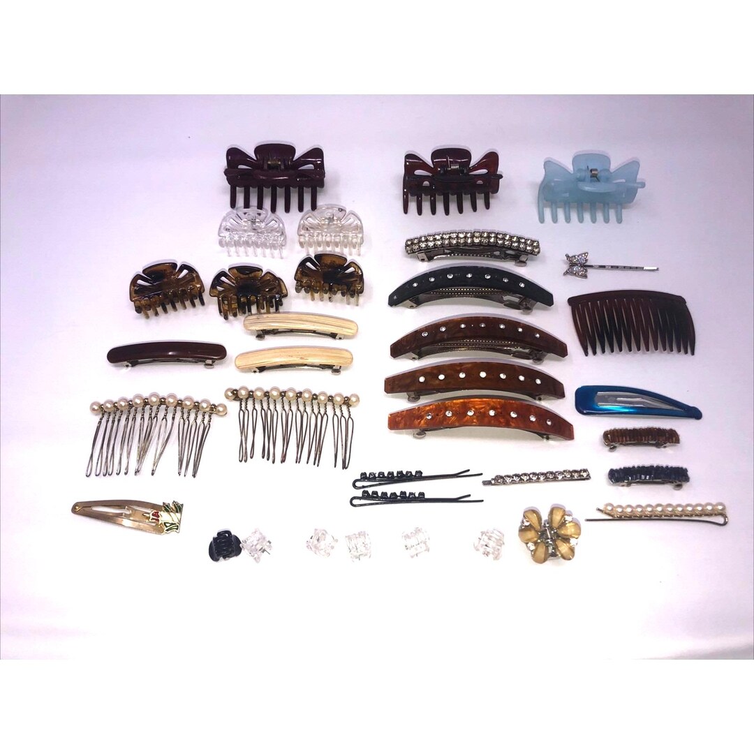 Large Lot of Mixed Vintage and Current Hair Clips, Barrettes&claws 35 ...