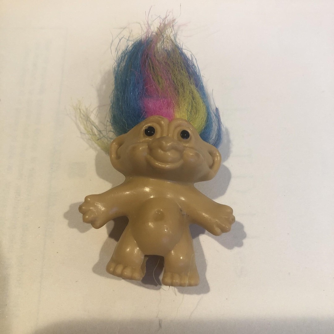 Vintage Troll Pencil Topper Blue, Yellow and Pink Hair Rainbow(1 Troll ...