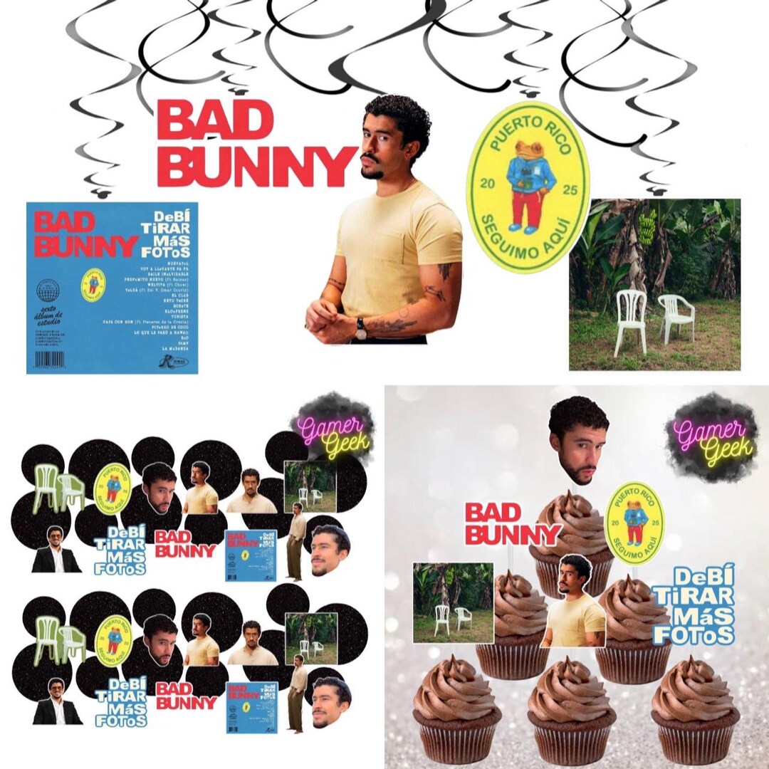 NEW Bad Bunny Debi Tirar Mas Fotos Inspired Party Decorations Package ...
