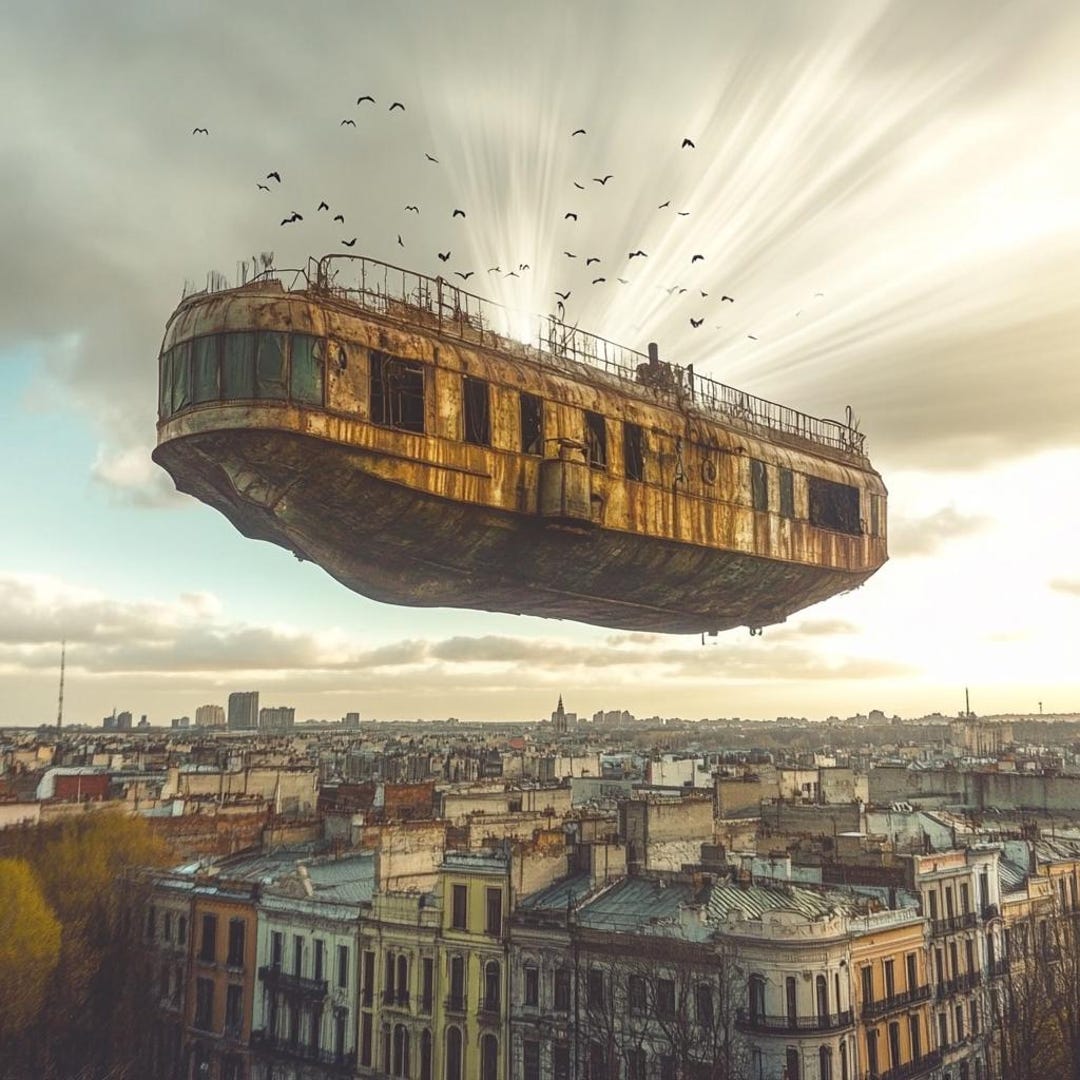 Abandoned Airship Poster – Ghost Steampunk Airship – Digital Art of a ...