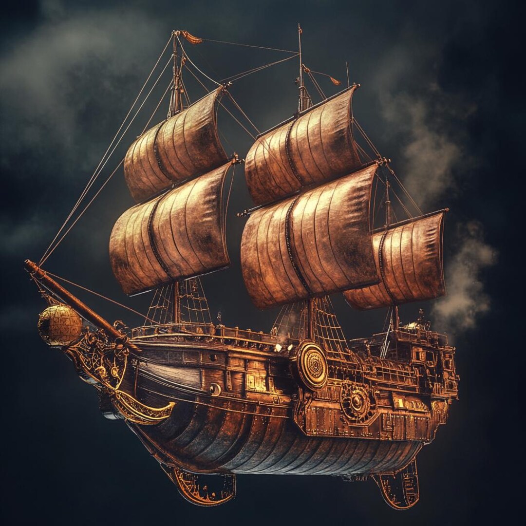 Steampunk Sky Citadel | Digital Art Print for Wall Decor - Etsy