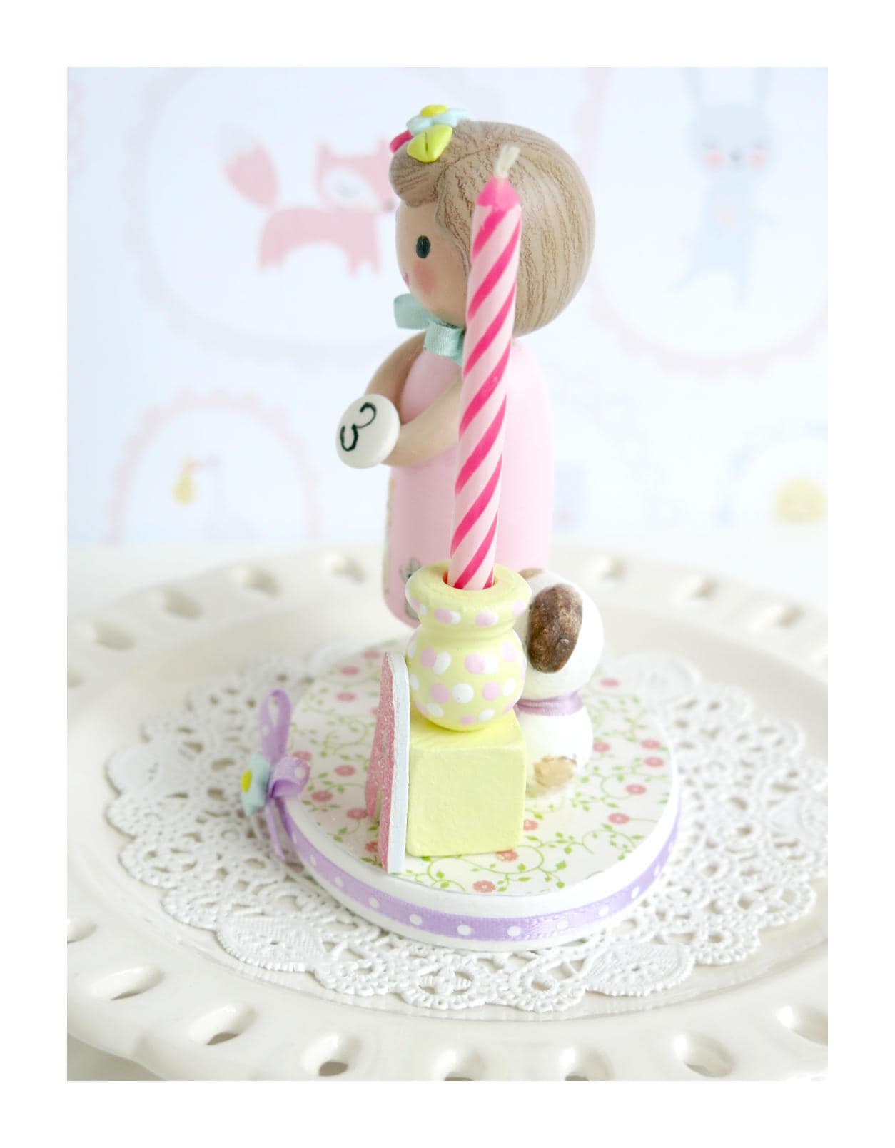 Birthday Candle First Birthday Girl Finger Puppet Cake | Etsy