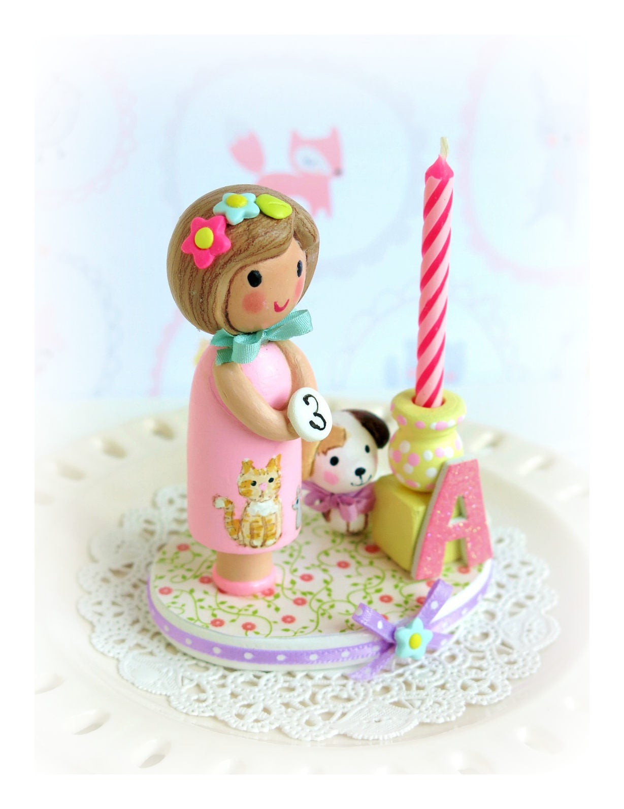 Birthday Candle First Birthday Girl Finger Puppet Cake | Etsy