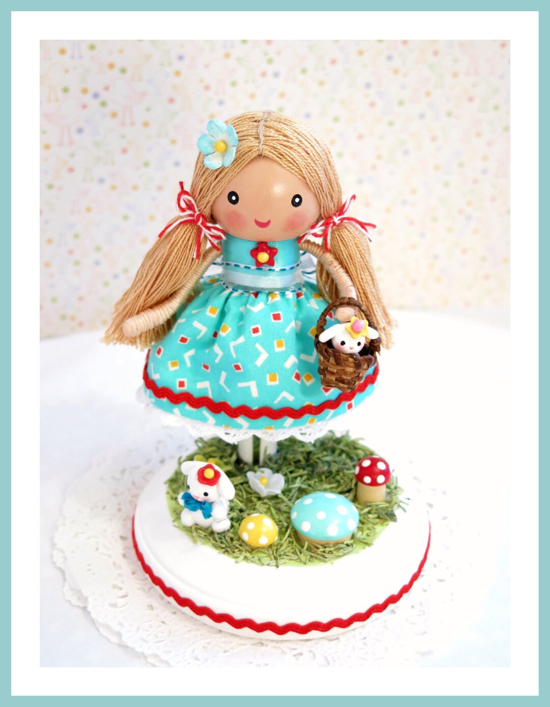 Cake Topper, Clothespin Doll Cake Topper, Happy Birthday Cake Topper ...