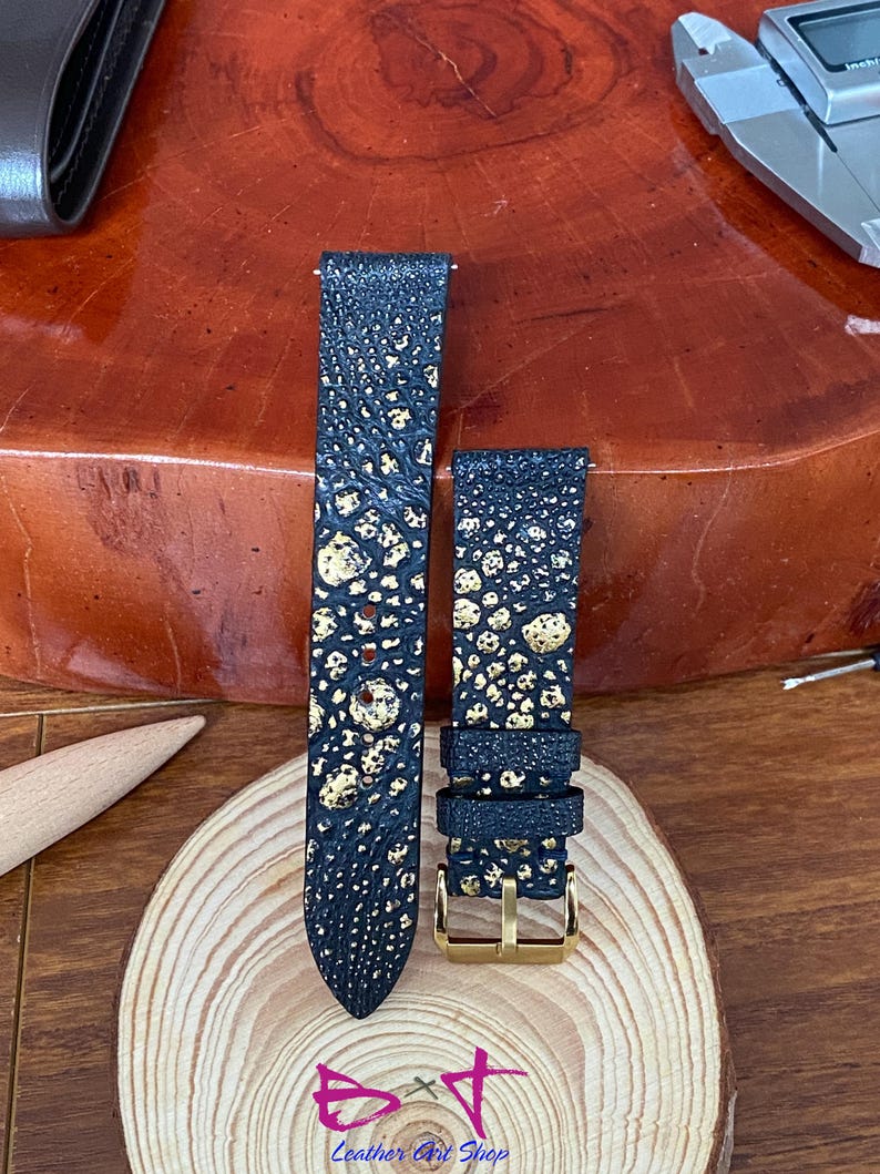 Black Toad Leather Watch Strap, Textured Artisan Band, All Sizes ...