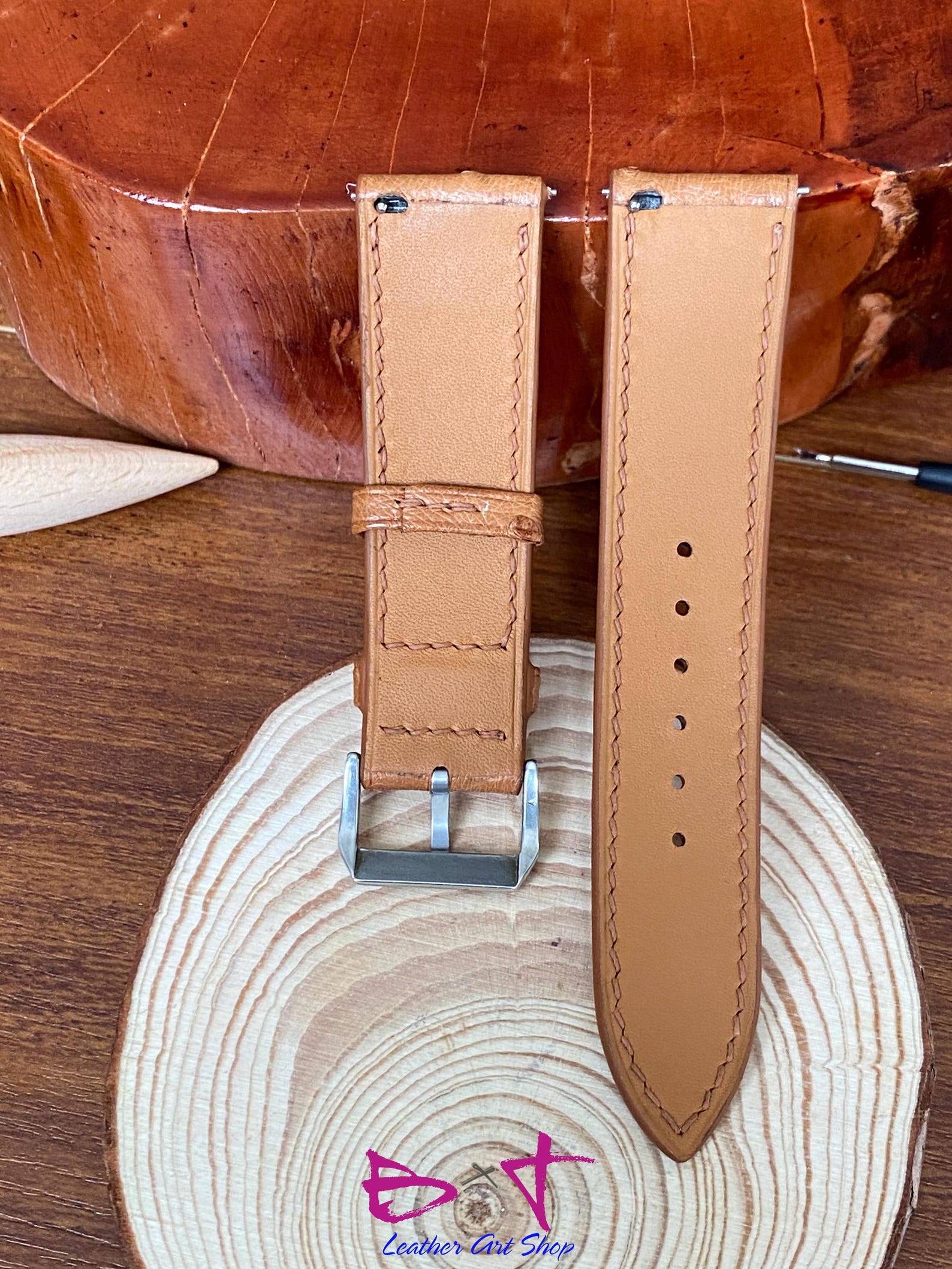 Ochre Yellow Ostrich Leather Watch Strap, Handmade Calfskin Lined Band ...