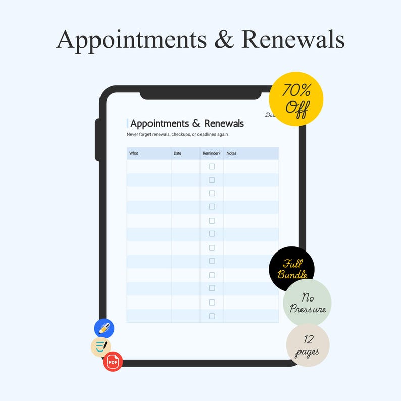 ADHD Appointment Planner 2026 | Renewal Reminder Printable | Bill ...