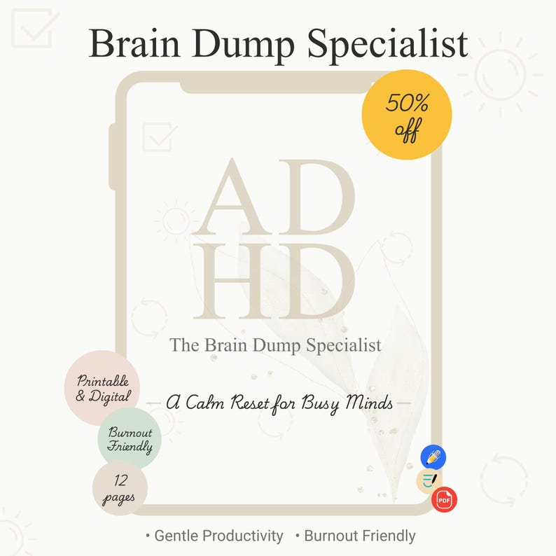 ADHD Mind Map & Brain Dump Set | Thought Organizer for Racing Thoughts ...