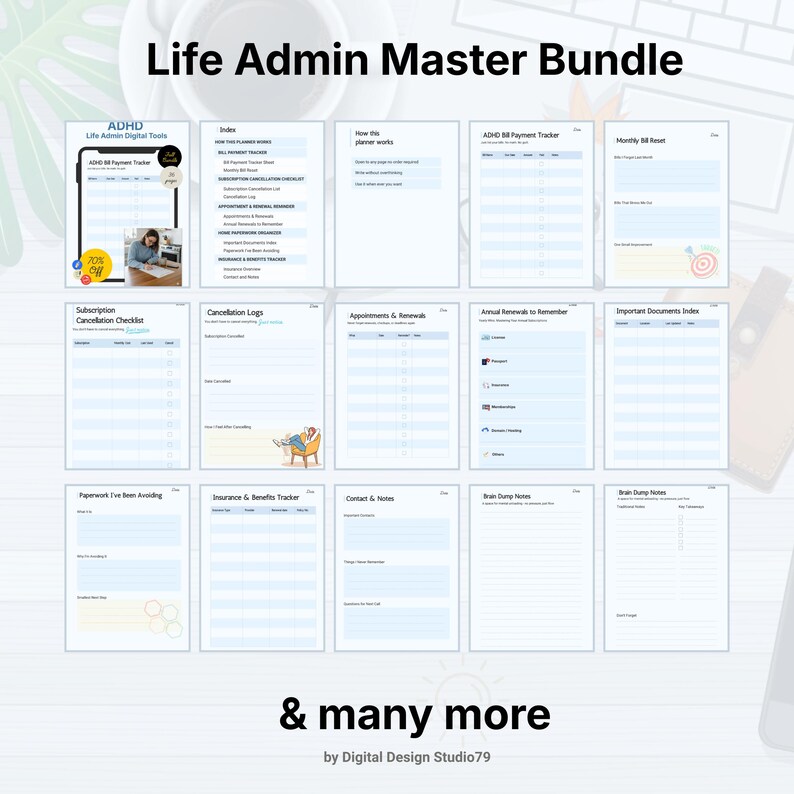 Agenda numérique 2026 TDAH Life Admin, organisateur TDAH adulte ...