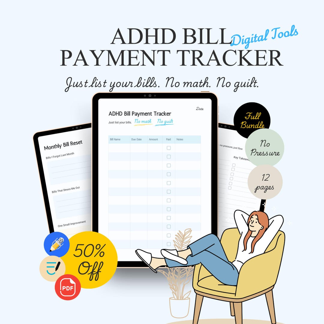 ADHD Bill Payment Tracker Printable | Monthly Bills Organizer (PDF) - Etsy