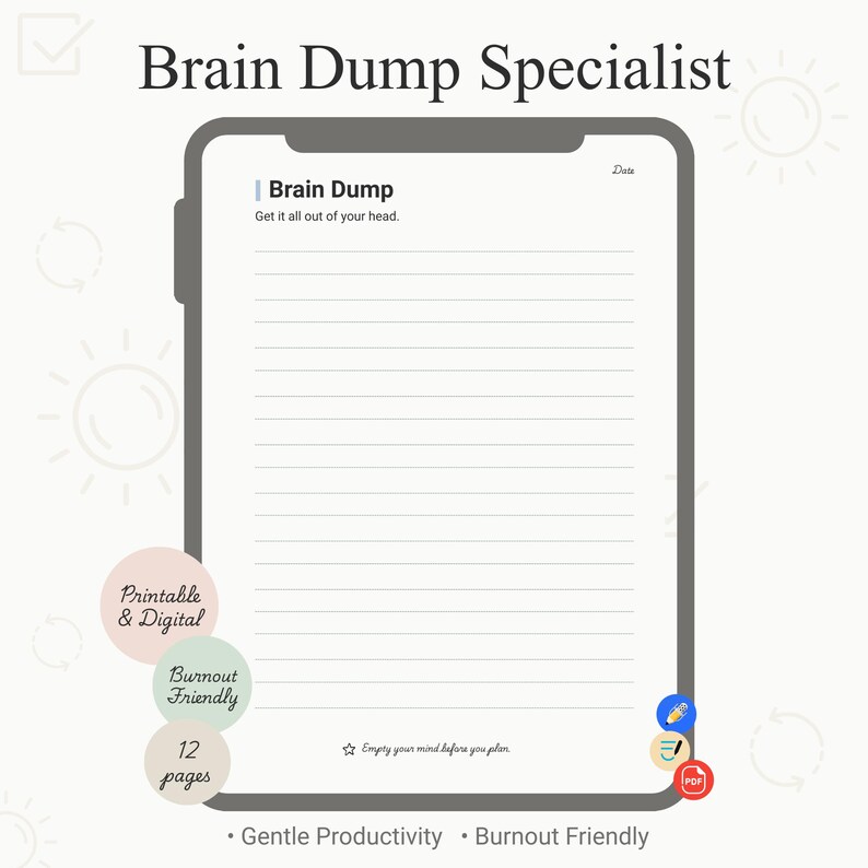 ADHD Mind Map & Brain Dump Set | Thought Organizer for Racing Thoughts ...
