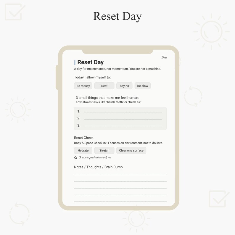 2026 ADHD Digital Planner, Burnout Recovery, Sunday Reset (PDF Pattern ...