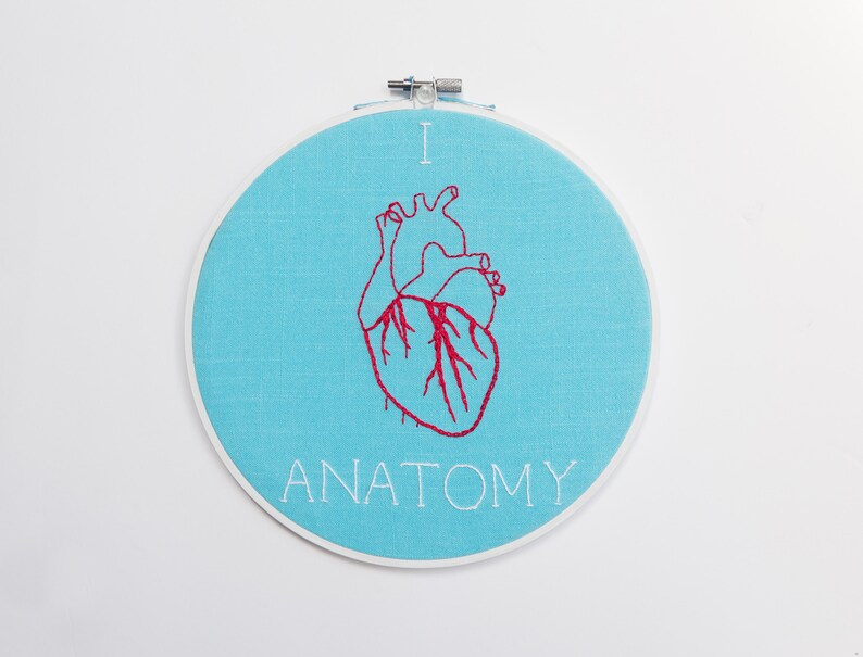 Embroidered I 3 Anatomy with anatomic heart | Etsy