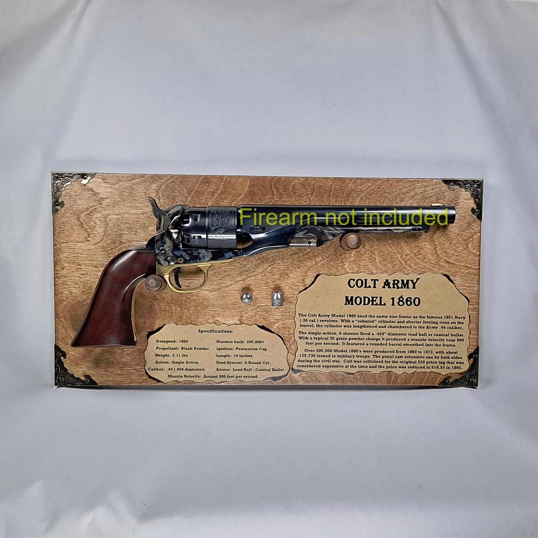 Wall Display Plaque for Colt Model 1860 Army Revolver. Dark Stain ...
