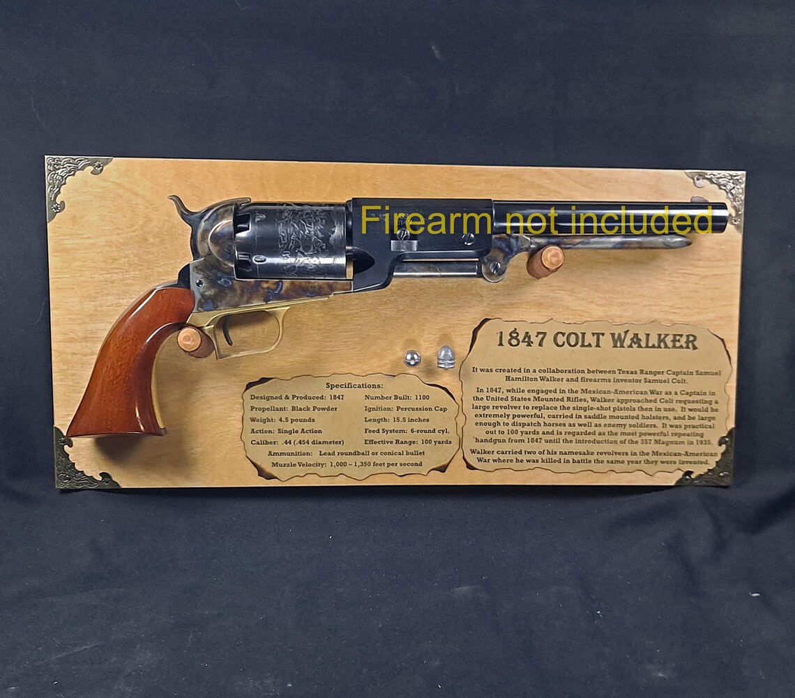 Wall Display Plaque for 1847 Colt Walker Revolver. Light Pine Stain ...