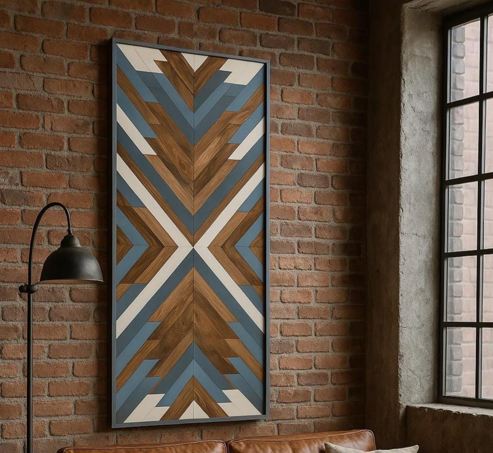 Large Handmade Chevron Wall Panel | Geometric Wood Wall Art With Walnut ...