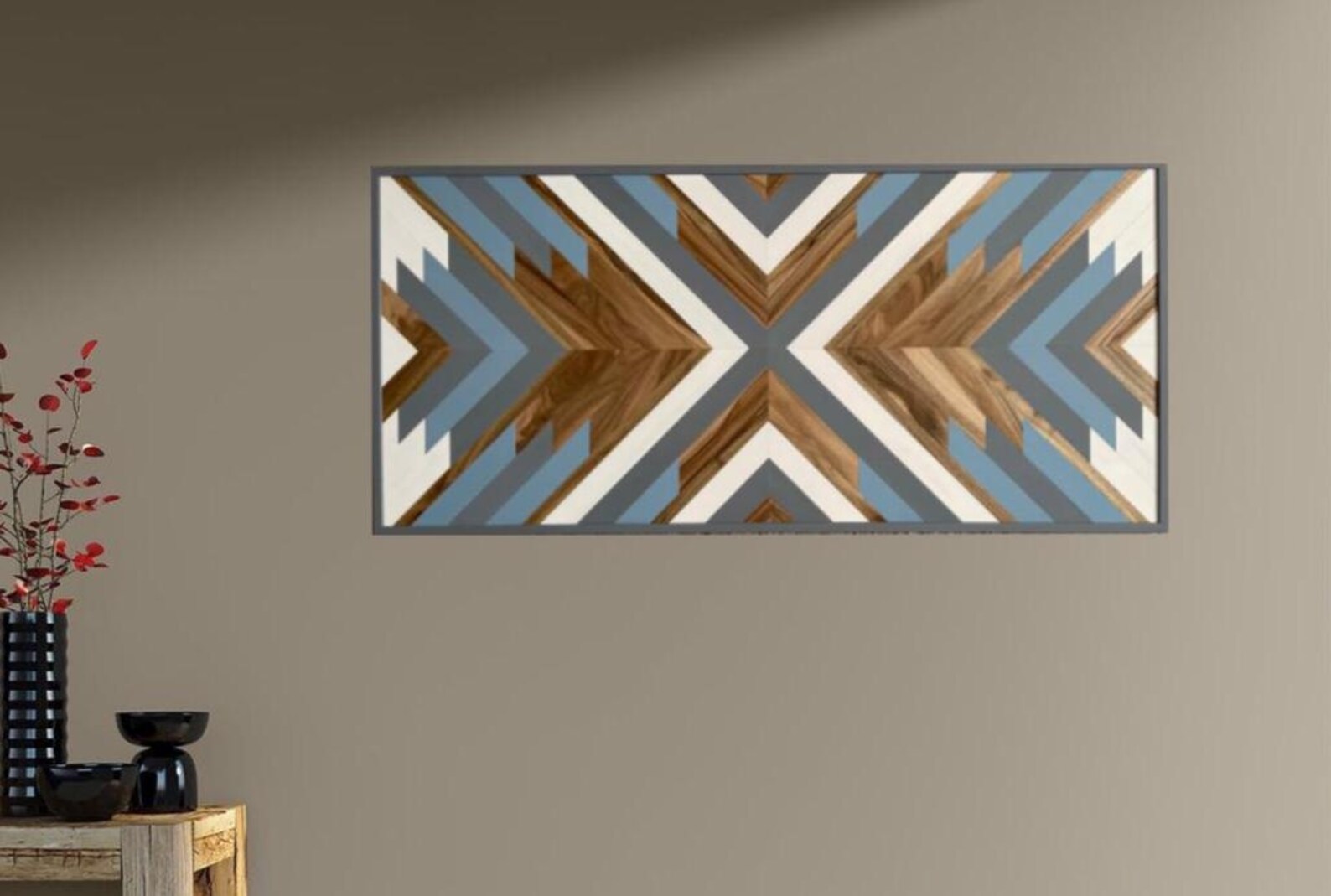 Large Handmade Chevron Wall Panel | Geometric Wood Wall Art With Walnut ...