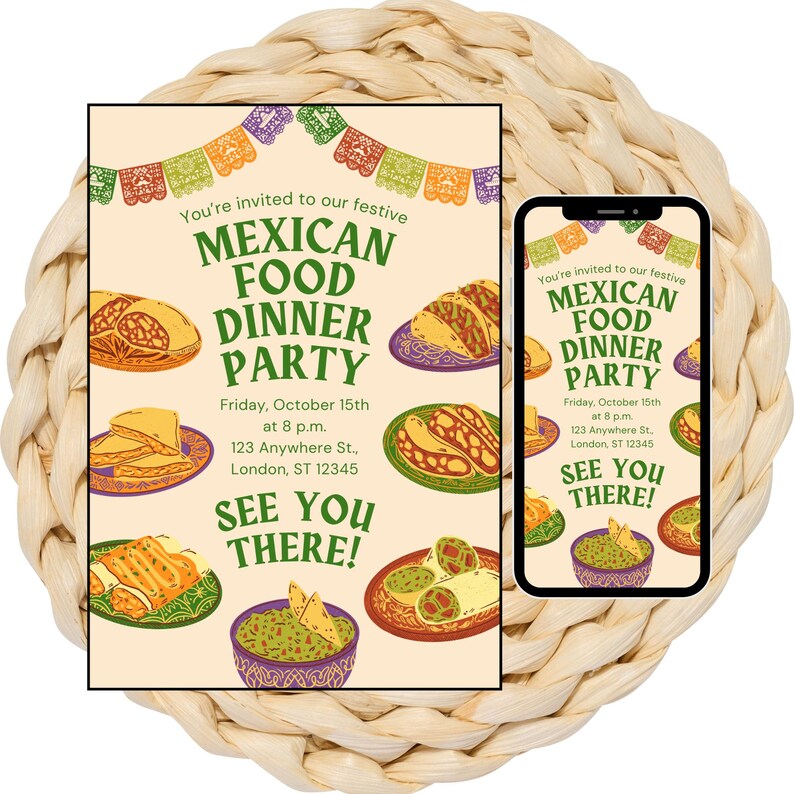 Printable Cinco De Mayo Party Invitation, Fiesta Theme Birthday E ...