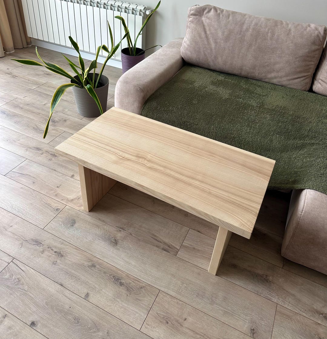 Unique Natural Ash Wood Center Table, Light Wood Bedside Table ...