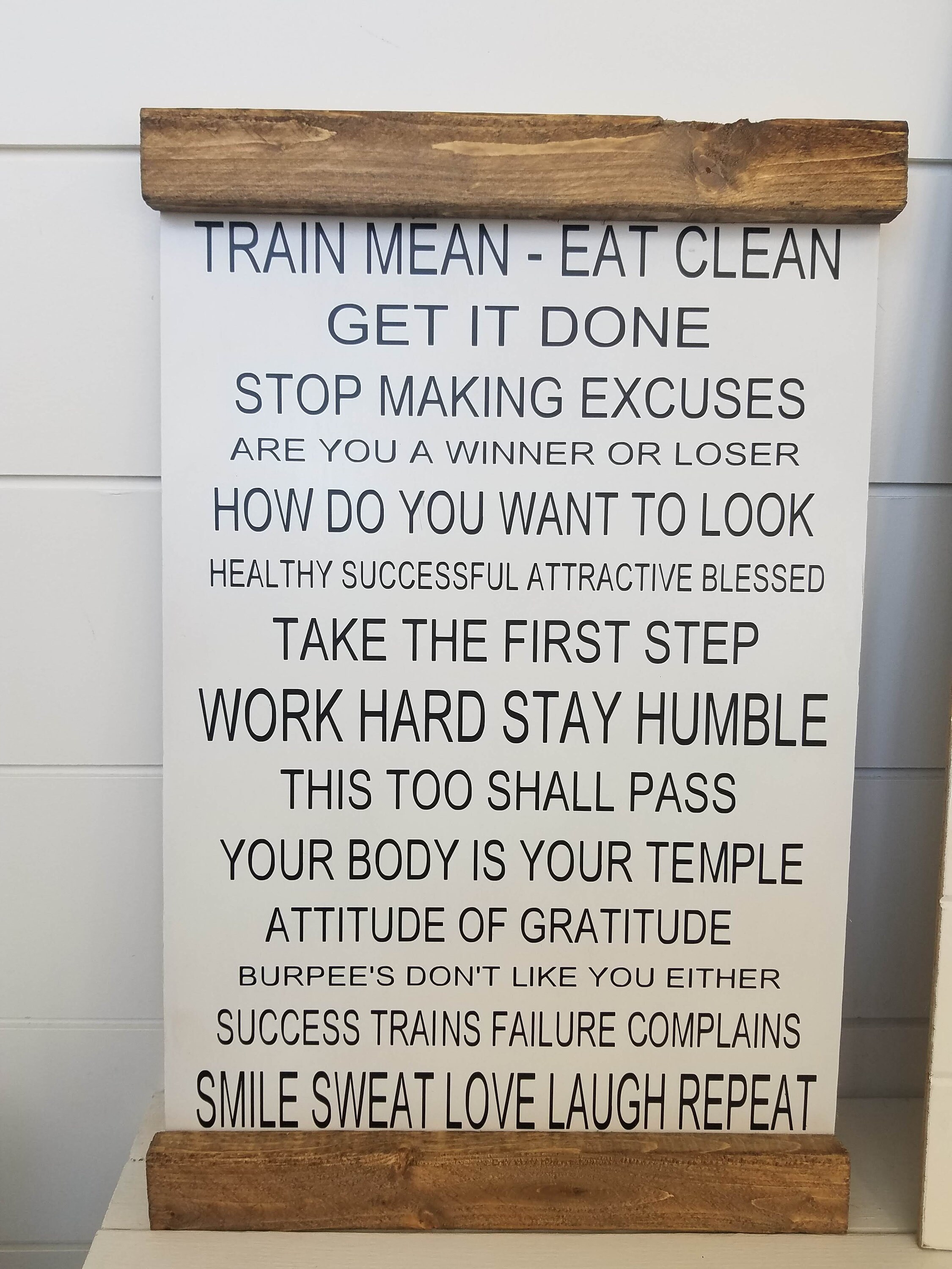 Gym Sign Fitness Sign Workout Sign Motivational Sign | Etsy