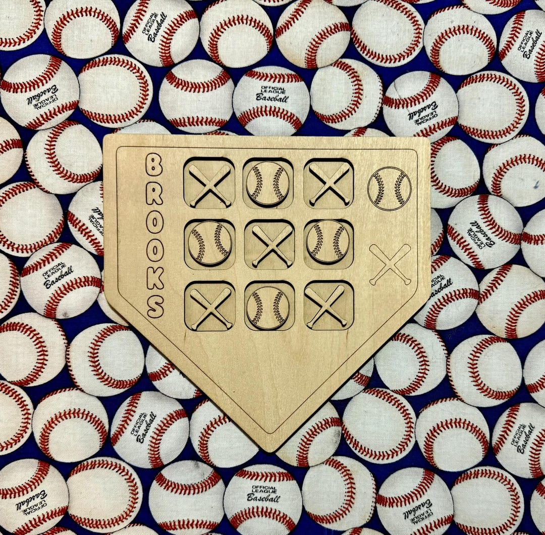 Home Plate Tic Tac Toe Board-baseball Themed Laser File - Etsy