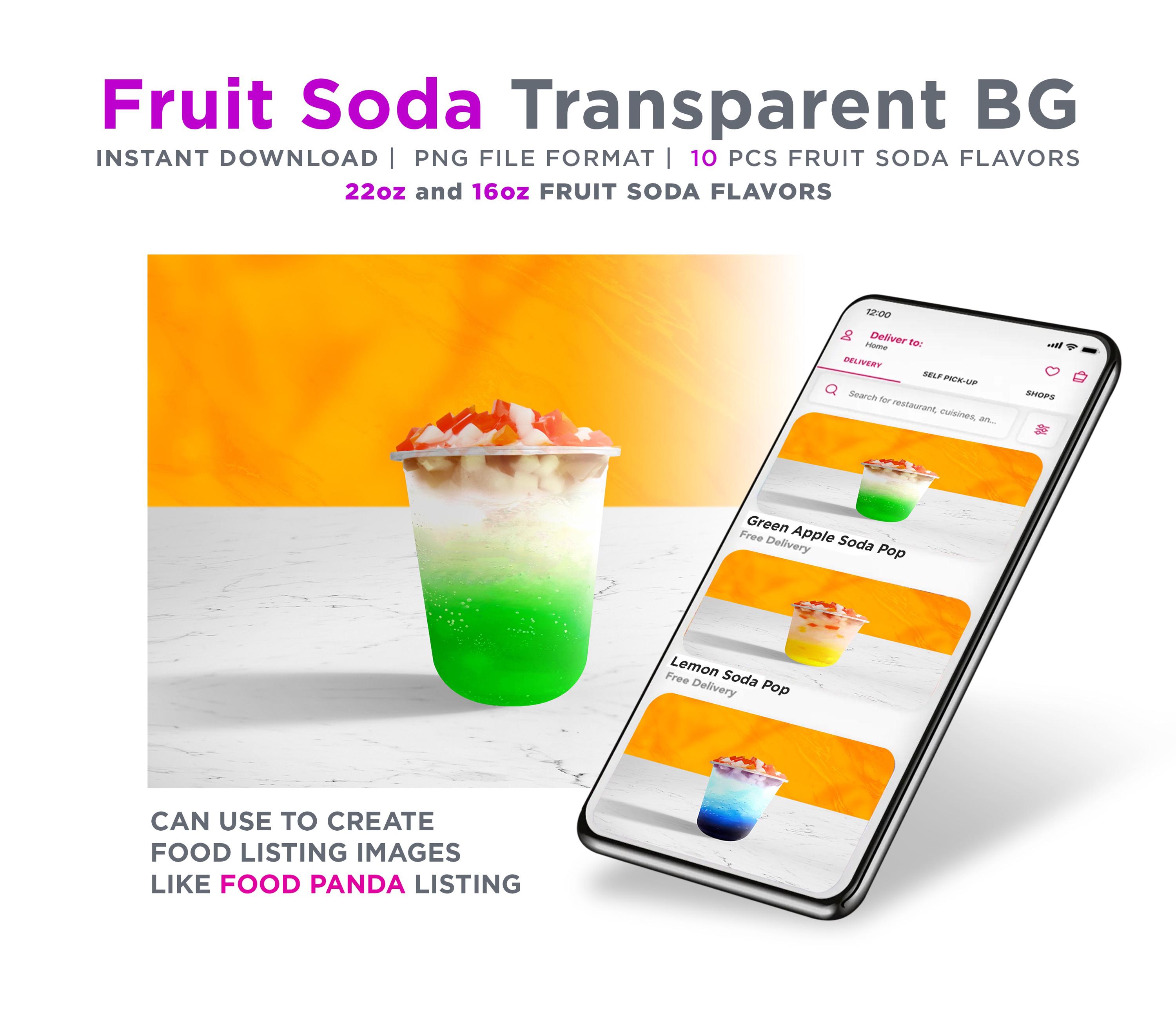 Fruit Soda PNG File Format | (5) 22oz & 16oz Flavors | Transparent ...