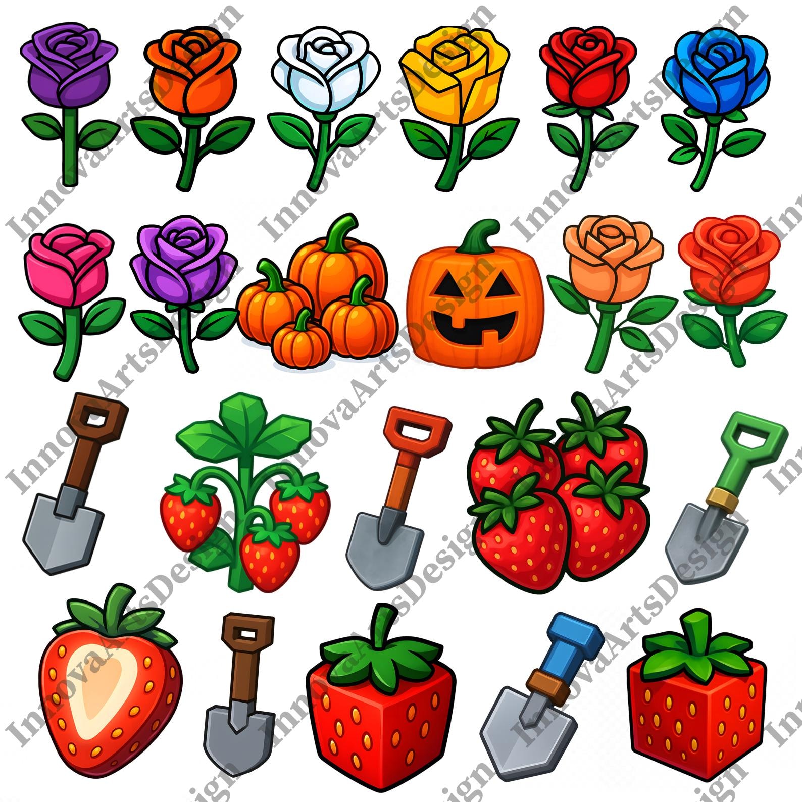 Grow a Garden Roblox Clipart Bundle | 110 PNG Images, 300 DPI | Digital ...