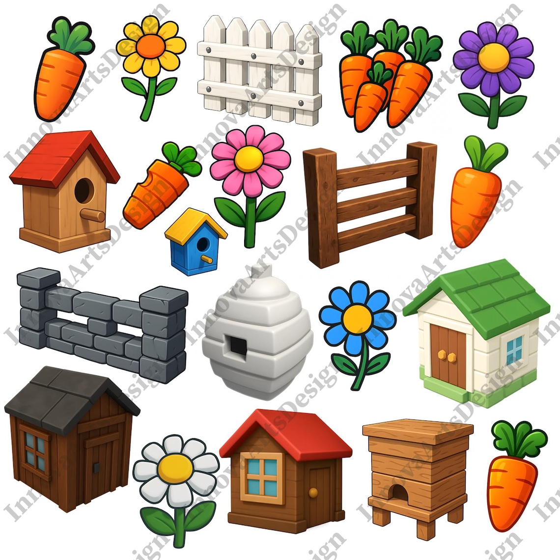 Grow a Garden Roblox Clipart Bundle | 110 PNG Images, 300 DPI | Digital ...