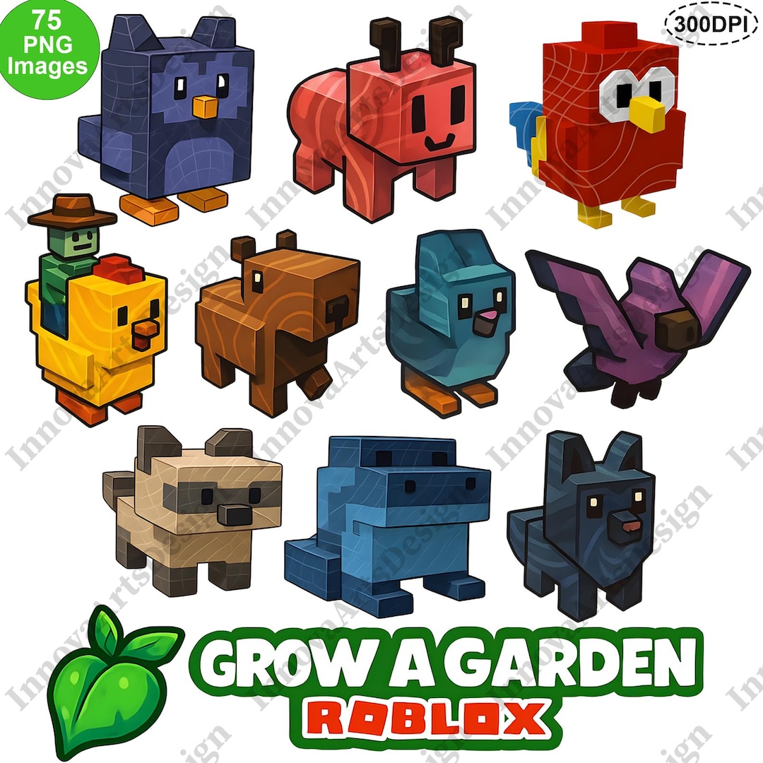Grow a Garden Roblox Clipart Bundle, Digital Stickers, Gamer Birthday Party Decor, Roblox ...