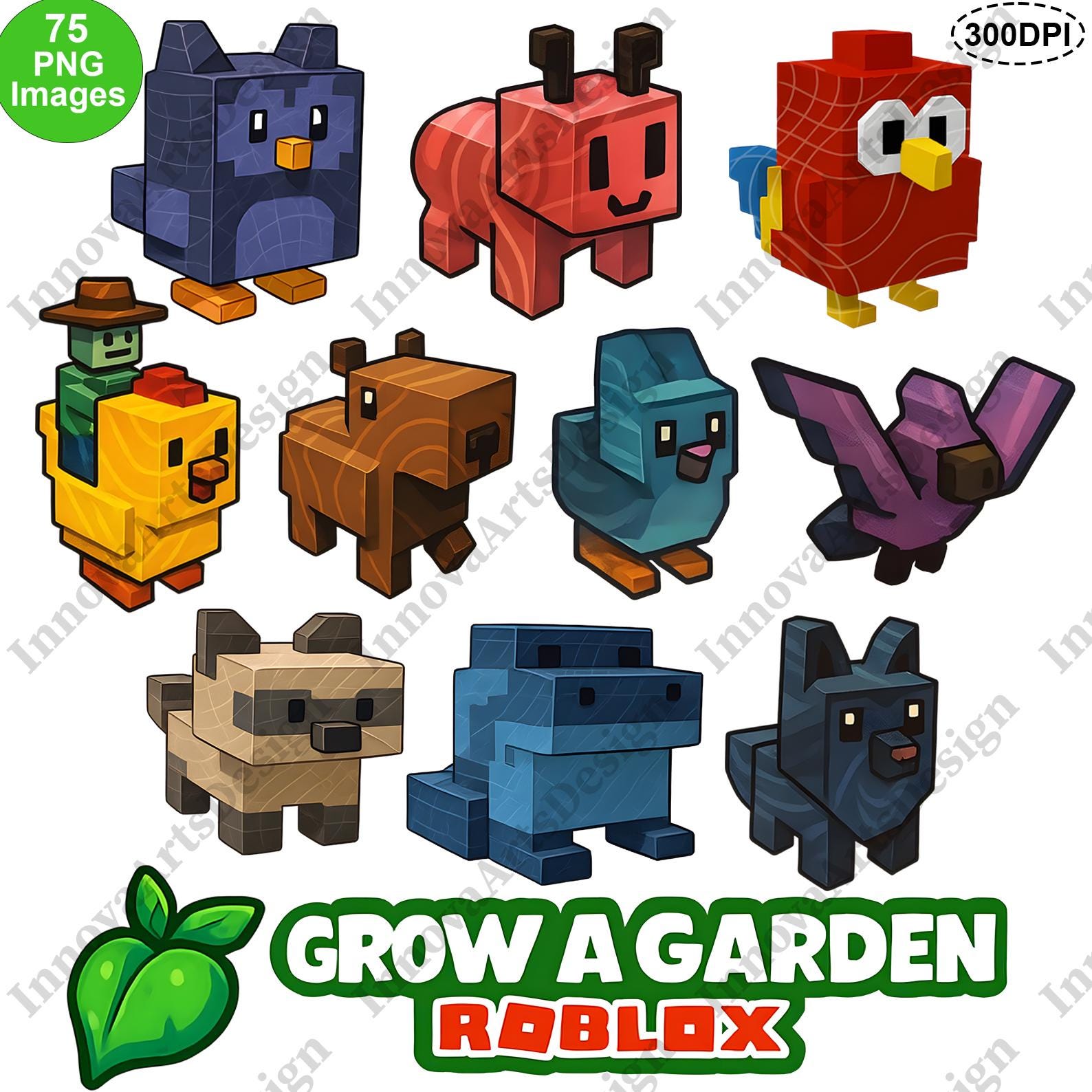 Grow a Garden Roblox Clipart Bundle, Digital Stickers, Gamer Birthday Party Decor, Roblox ...