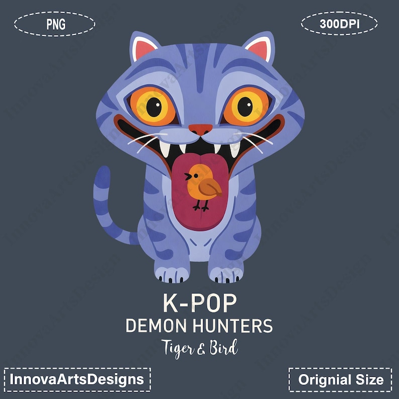 Kpop Demon Hunters Png – Derpy Tiger & Bird Design for Anime K‑pop Fans ...