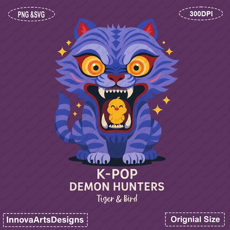 Kpop Demon Hunters Png – Derpy Tiger & Bird Design for Anime K‑pop Fans ...
