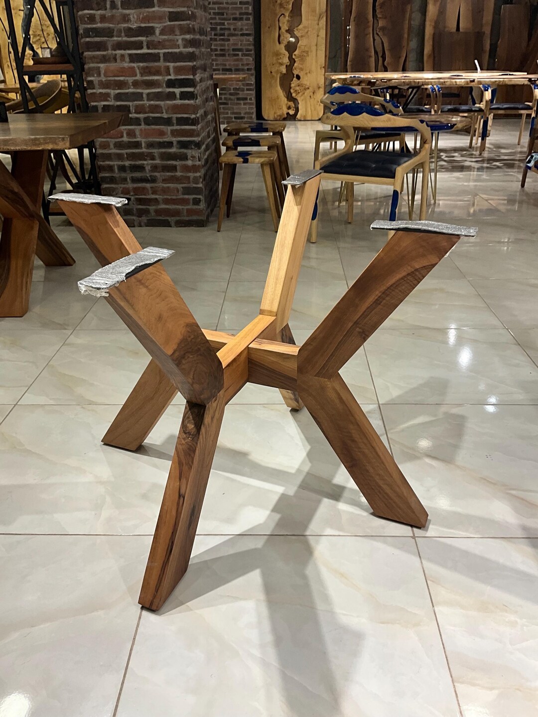 Spider Walnut Table Legs — Handcrafted Wooden Legs for Unique Furniture ...