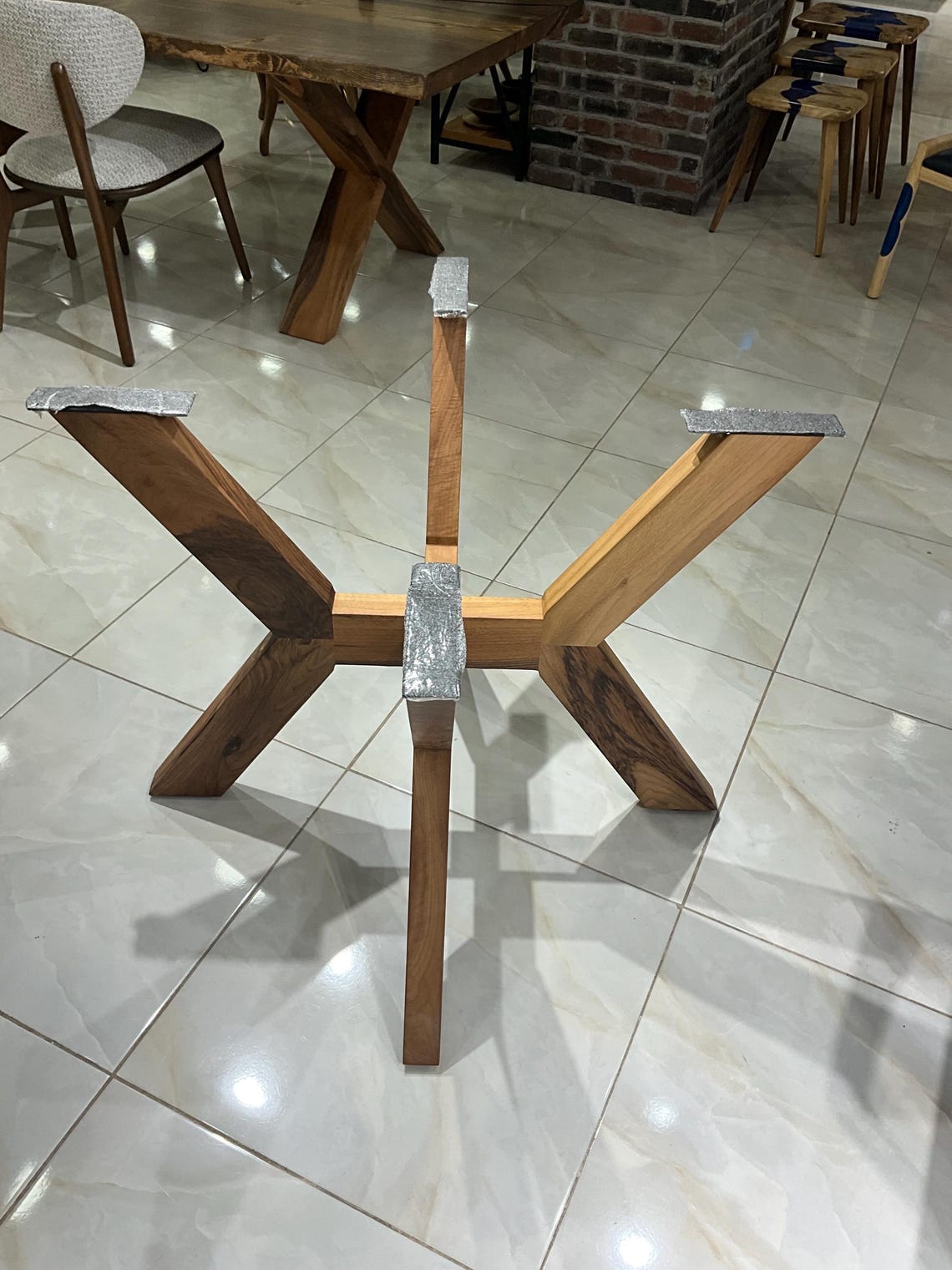 Spider Walnut Table Legs — Handcrafted Wooden Legs for Unique Furniture ...