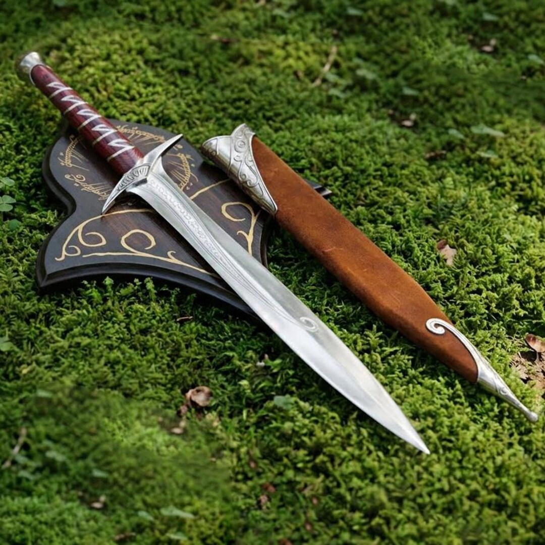 Elven Fantasy Short Sword | Hand-forged Steel Blade With Leather Sheath ...