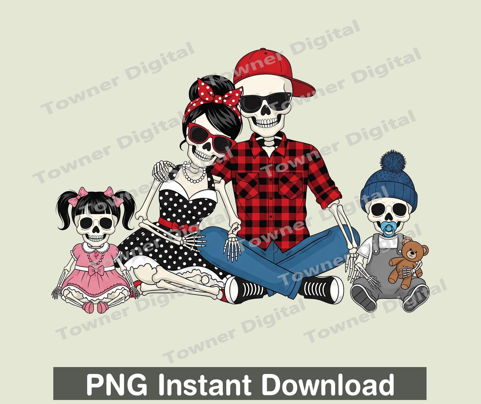 Halloween Skeleton Family Png, Spooky Retro Family Png, Halloween ...