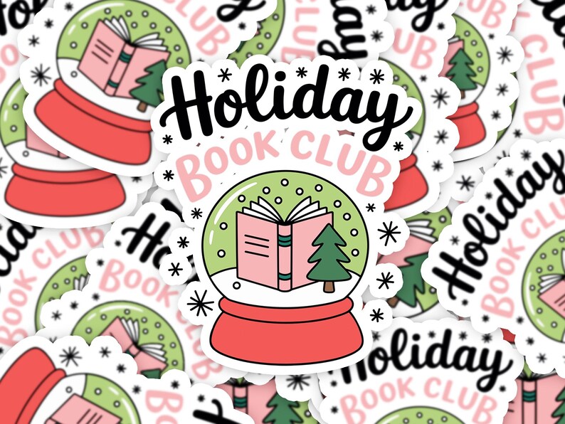 Holiday Book Club Sticker, Christmas Snow Globe, Waterproof - Etsy