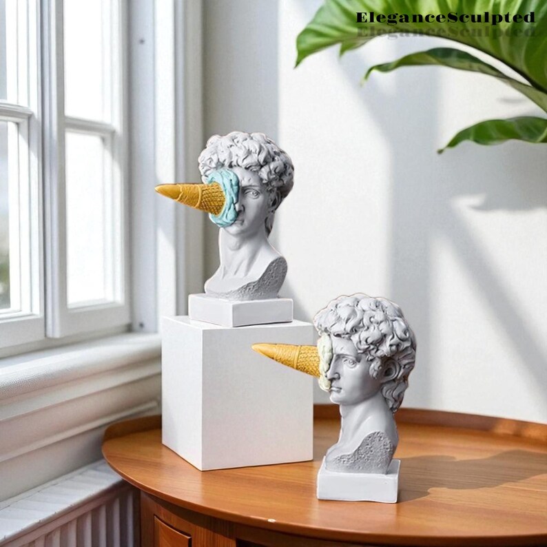 David Bust Ice Cream Resin Statue: Funny Modern Art Decor - Etsy