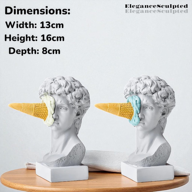David Bust Ice Cream Resin Statue: Funny Modern Art Decor - Etsy