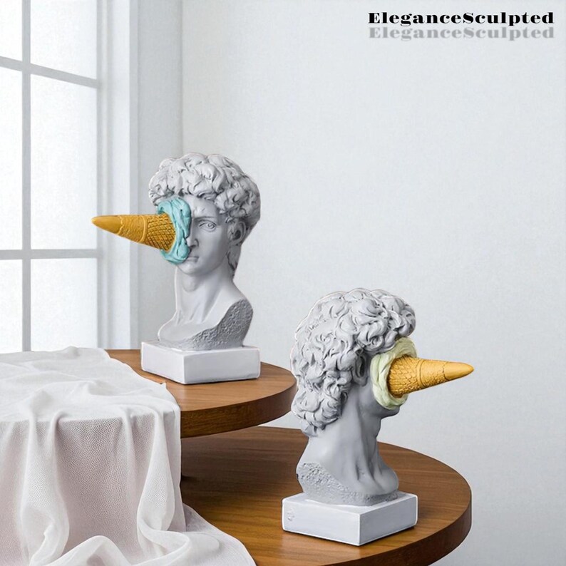 David Bust Ice Cream Resin Statue: Funny Modern Art Decor - Etsy