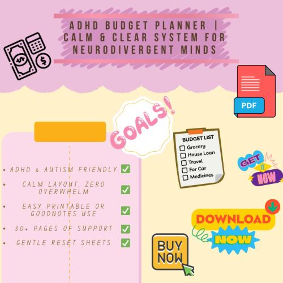 ADHD Budget Planner | Printable ADHD Money Tracker | Neurodivergent ...