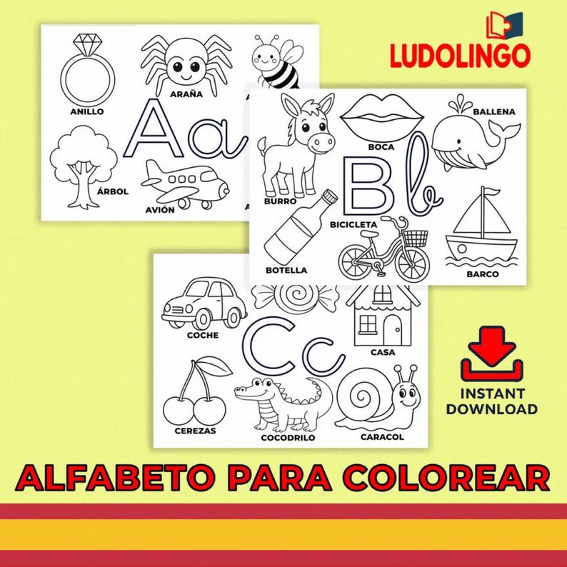 Abecedario Español Para Colorear - Libro Para Colorear Imprimible ...