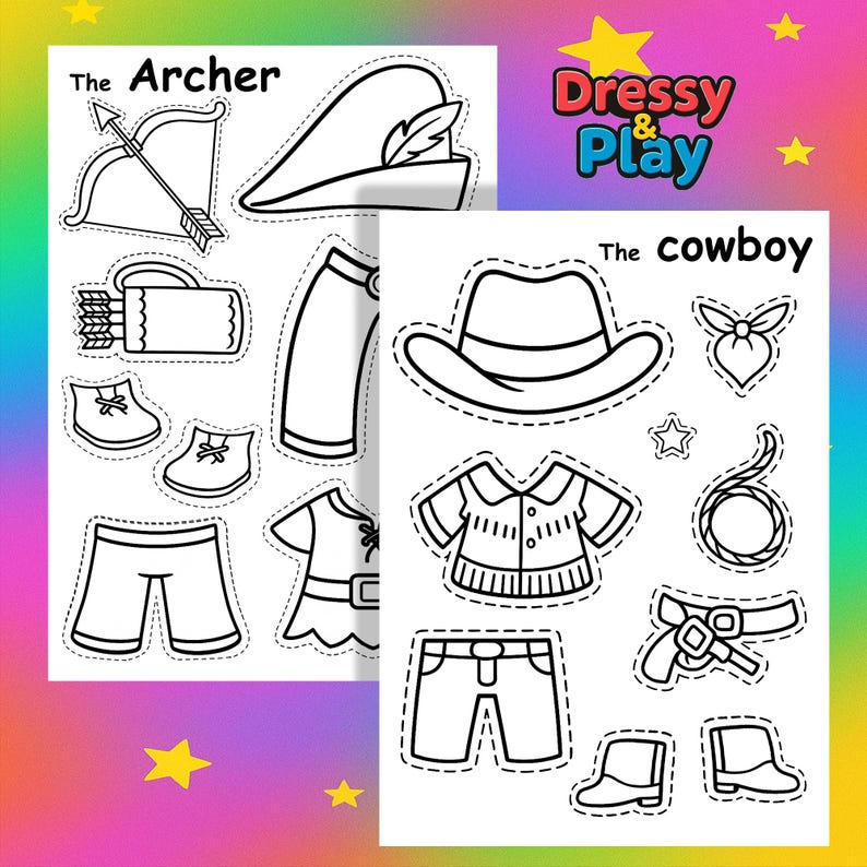 Unicorn Fairy Dress-up Paper Doll – Color & Cut Activity (PDF Pattern ...