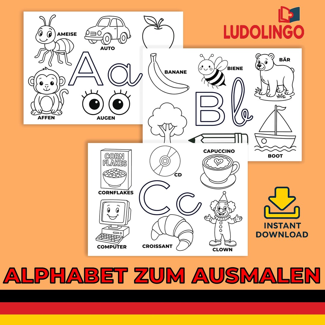 ABC GERMAN Colouring Book - Educational for Children - Letters to ...