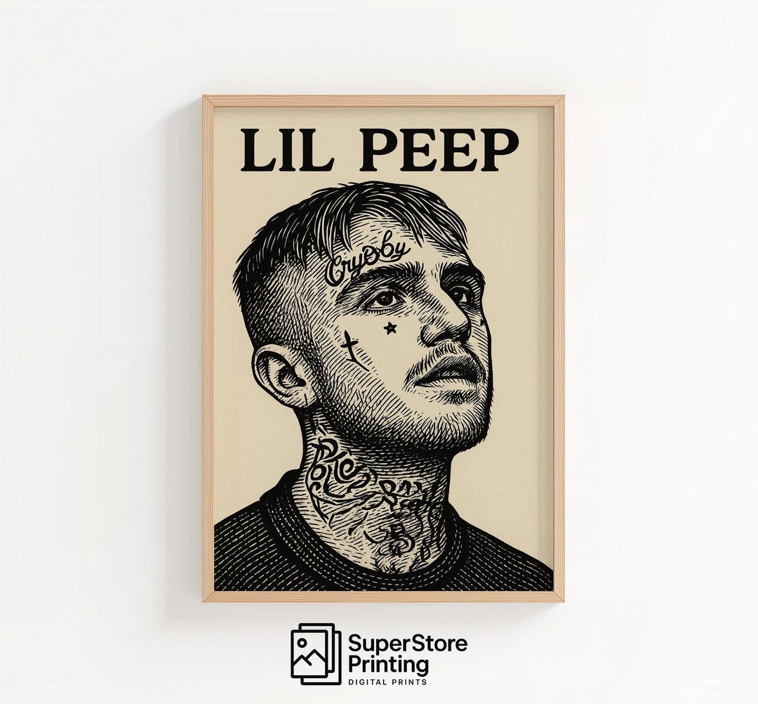 Lil Peep Portait Sketch, Digital Poster, Lil Peep Fan Art. - Etsy