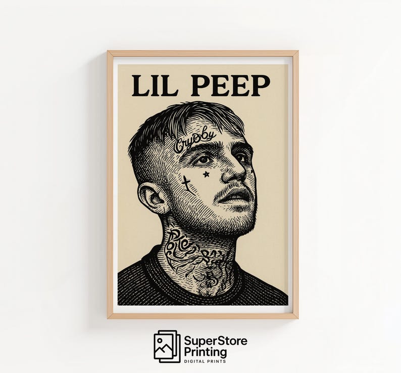 Lil Peep Portait Sketch, Digital Poster, Lil Peep Fan Art. - Etsy